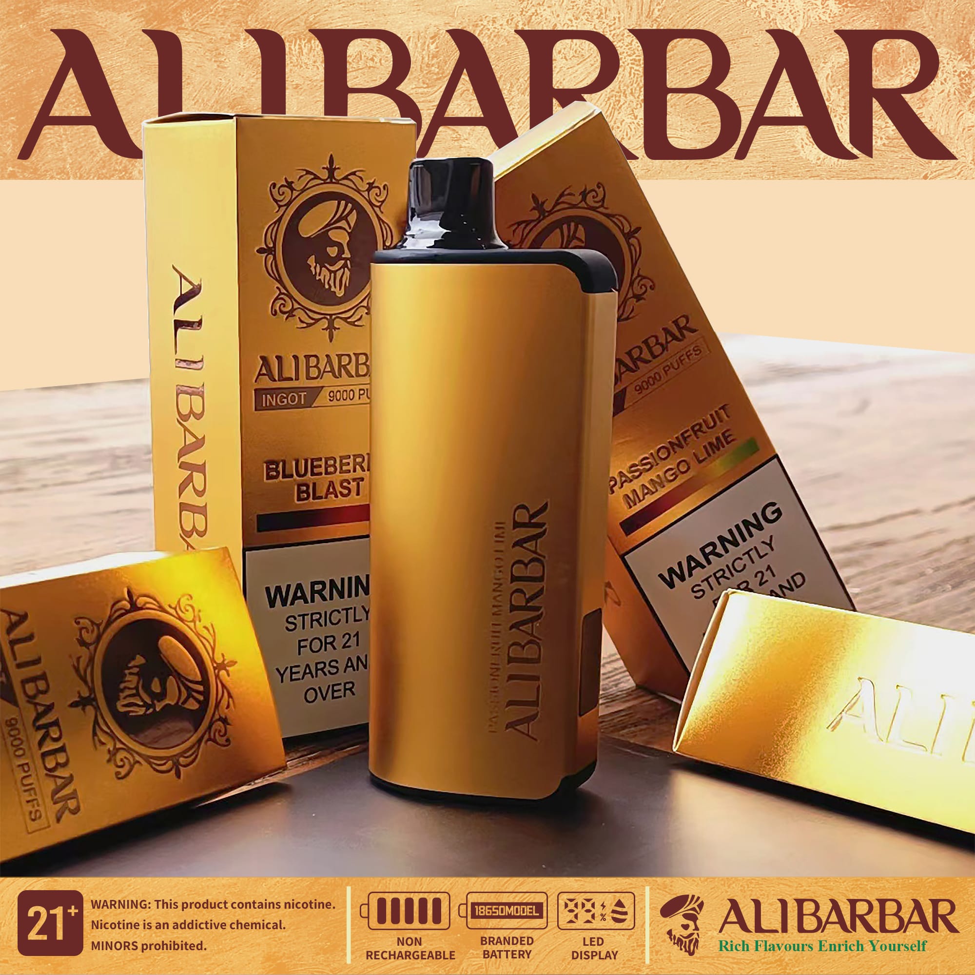 ALIBARBAR INGOT 9000 PUFFS Disposable Vapes Pen - Vaporoz